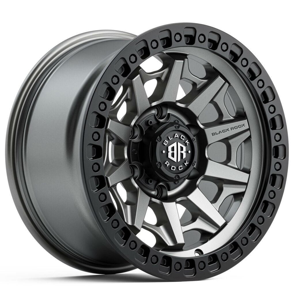 4X4 RIMS BLACK ROCK CAGE GUNMETAL GREY BLACK RING | NYC WHEELS