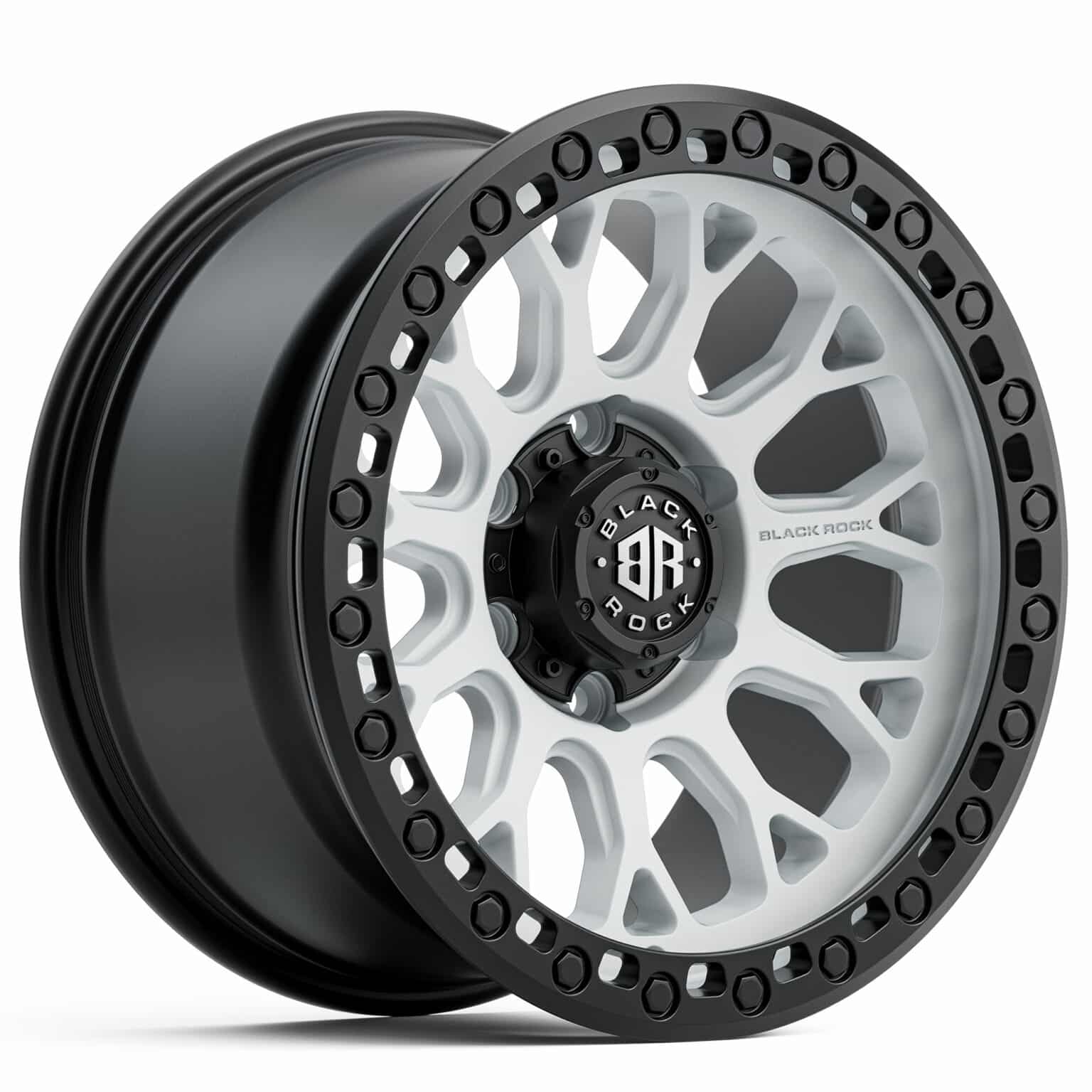 4X4 RIMS BLACK ROCK SPIDER WHITE BLACK RING | NYC WHEELS
