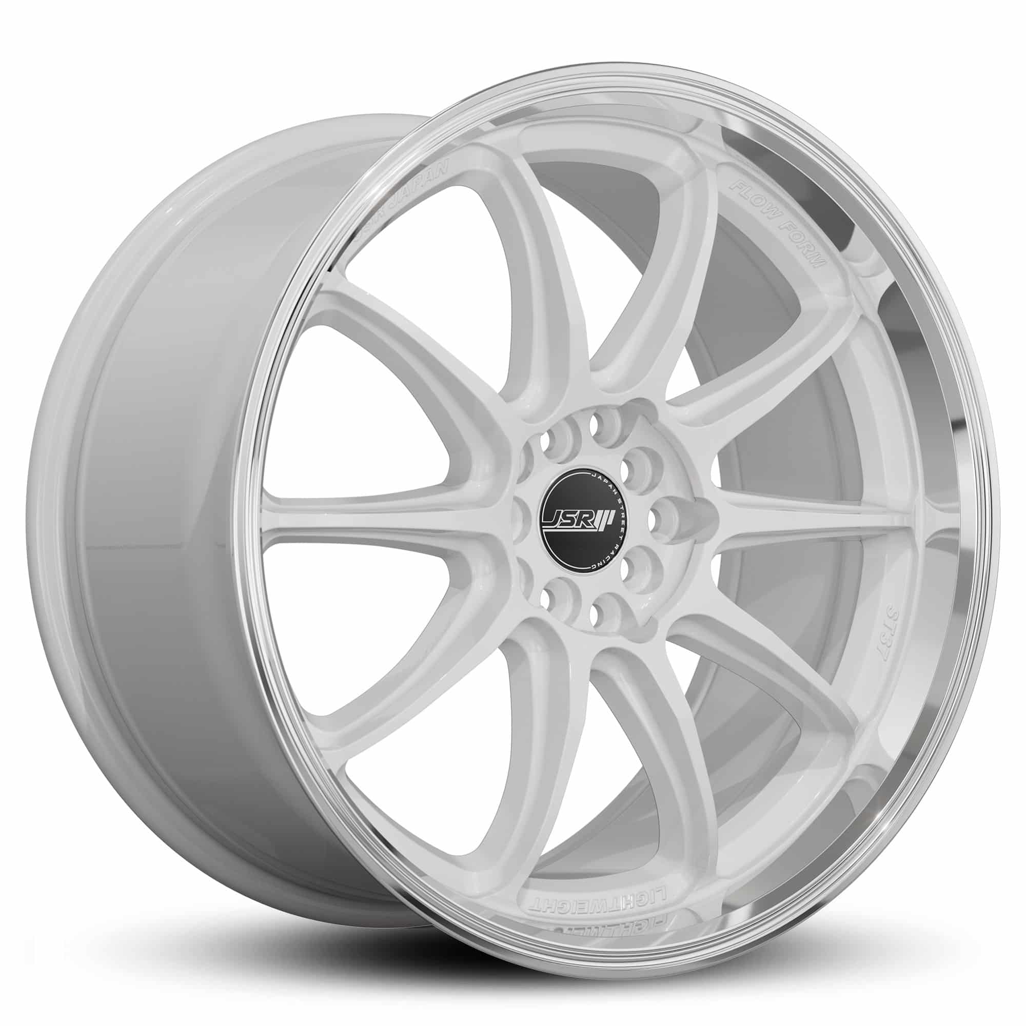 JDM WHEELS JSR ST37 WHITE MACHINED LIP RIMS | NYC WHEELS